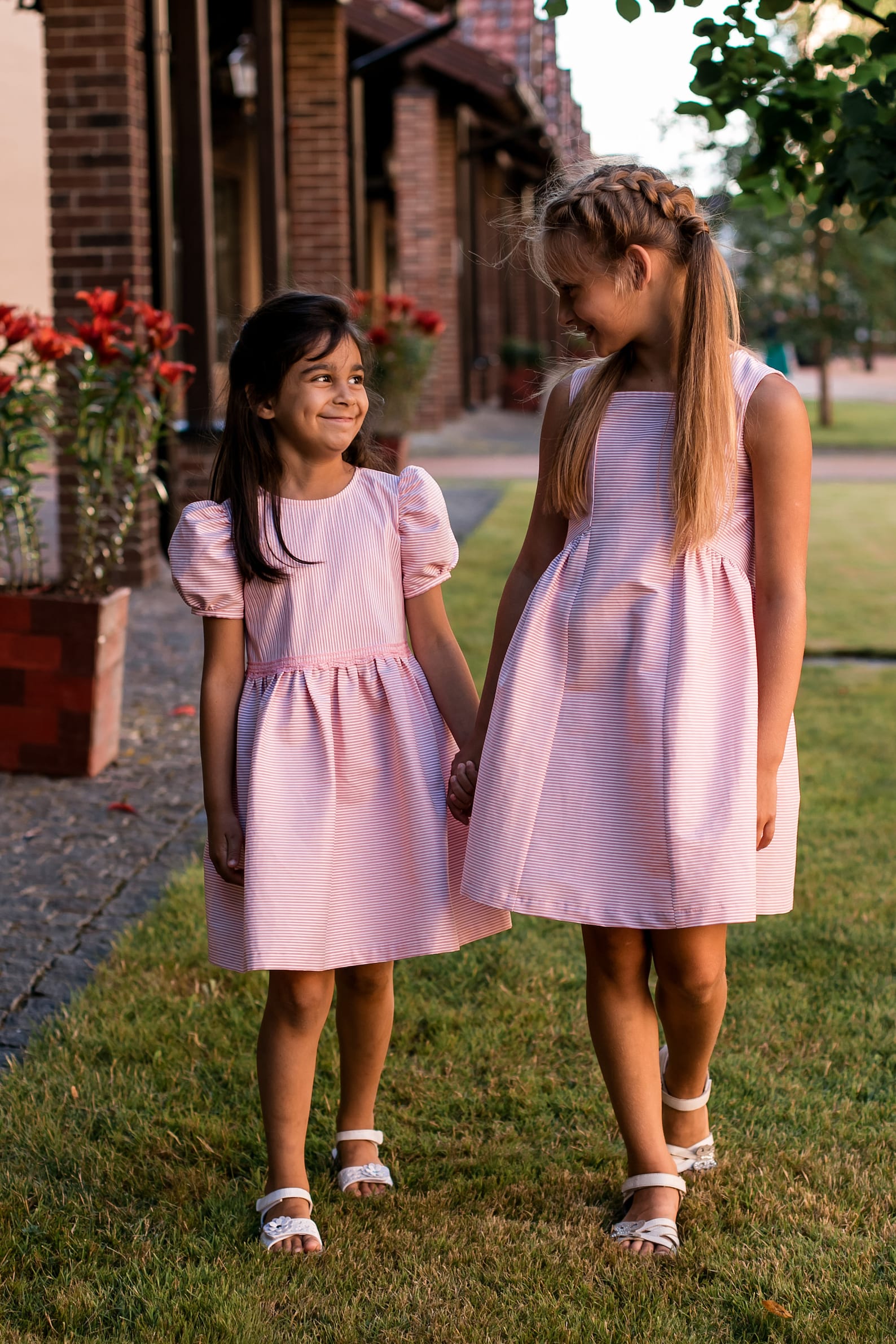 Puff sleeve dress for girl Pink cotton flower girl dress | Etsy