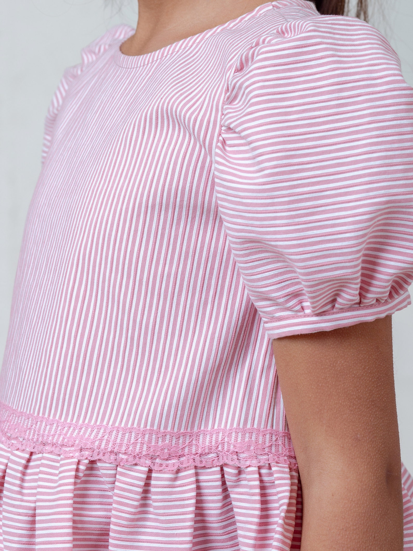 Puff sleeve dress for girl Pink cotton flower girl dress | Etsy