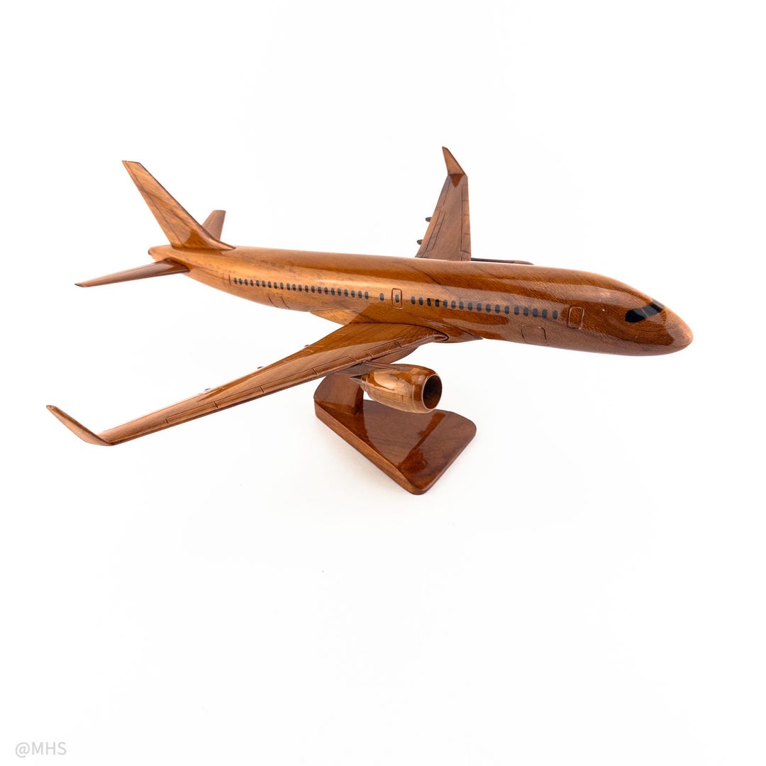 Engraved Airbus A220 Wooden Airplane Model – Pilot Gift (18x17x7 Inches ...
