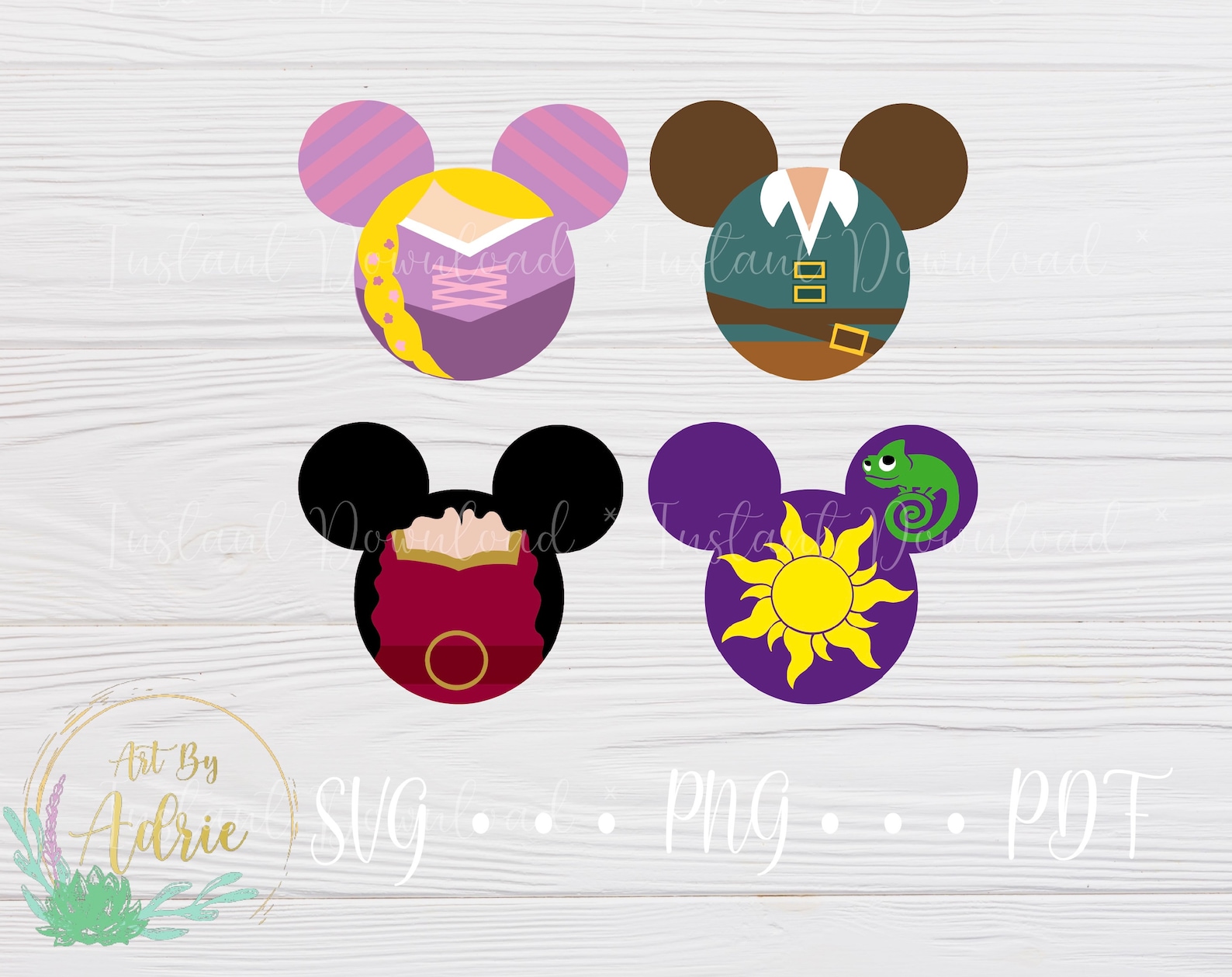 Mouse Shaped SVG Set Long Hair Princess Set Digital - Etsy