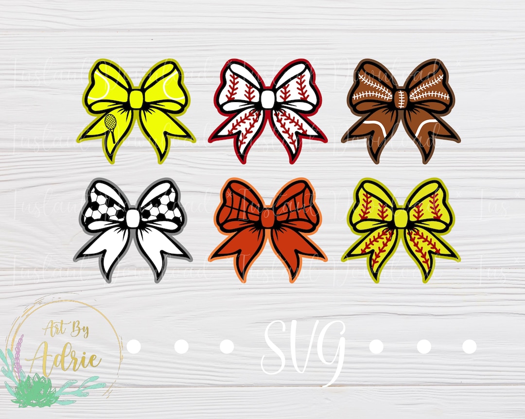 Sports Bow Shaped SVG Set | Coquette Bows | Football Baseball Tennis ...