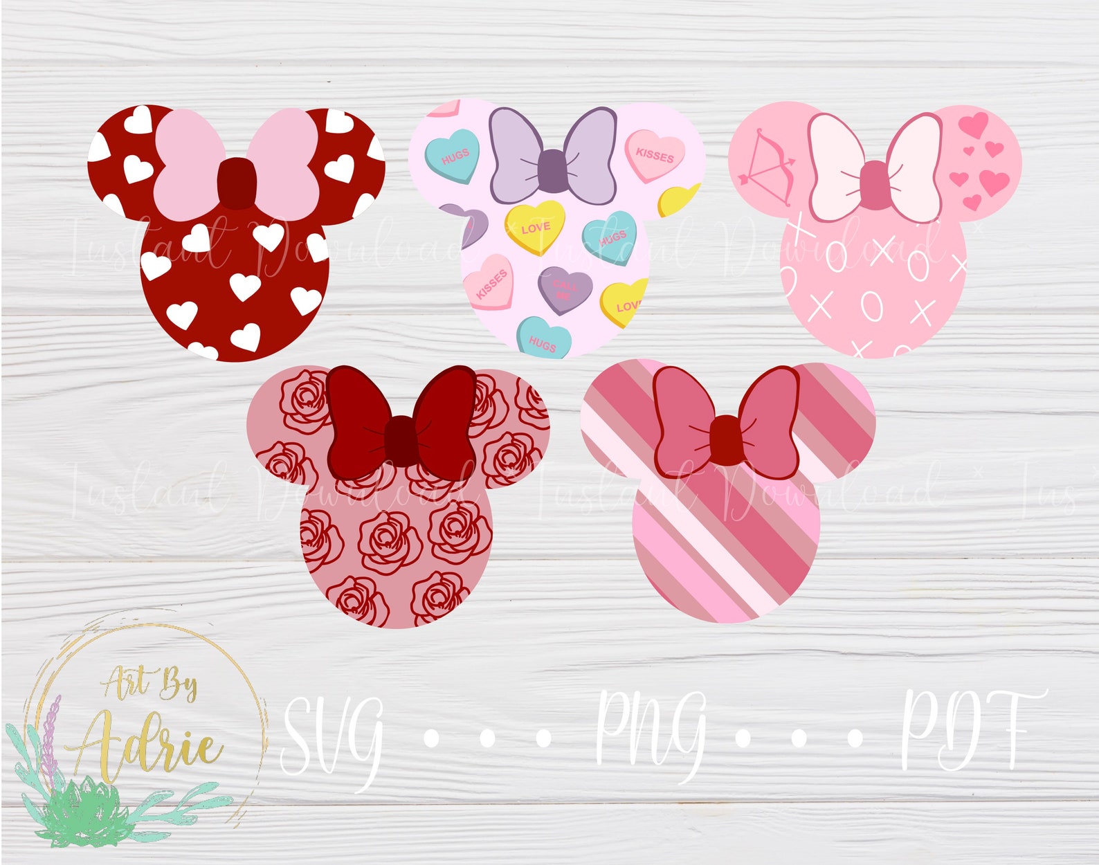 Mouse Shaped SVG Set Valentine Set Hearts Digital - Etsy