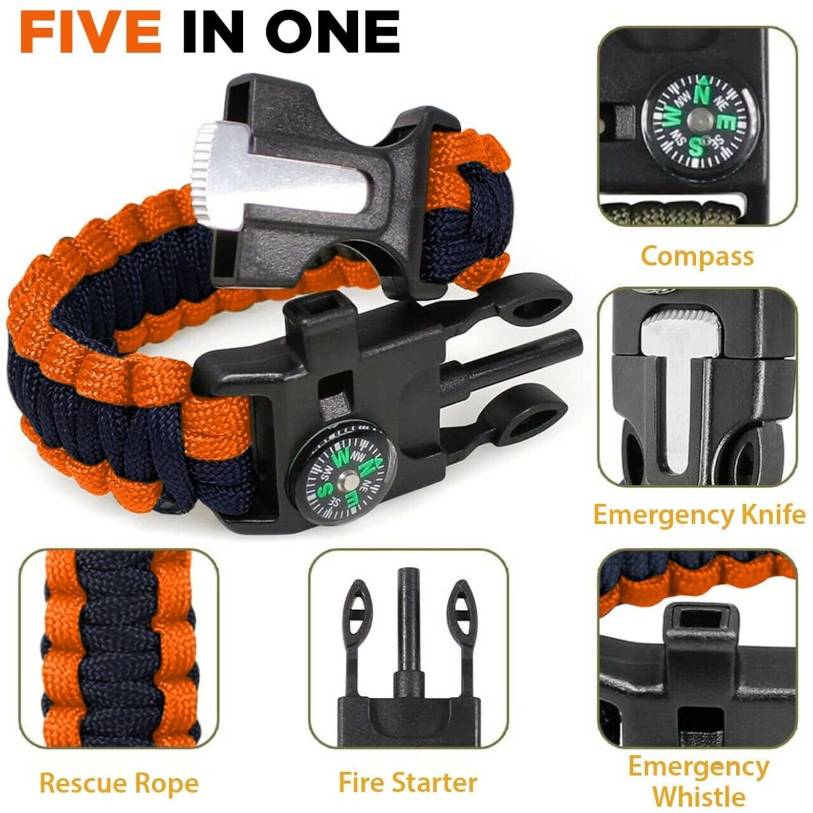 2 Pack Survival Paracord Bracelet Survival Kit Firestarter | Etsy