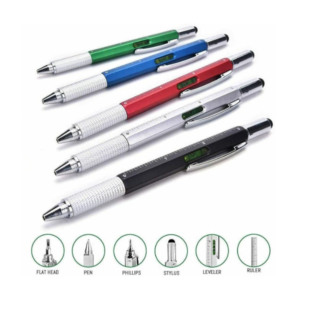 5 Pack 6 in 1 Multi Tool Ballpoint Pen Gift Pen for Men Screwdriver Pen ...