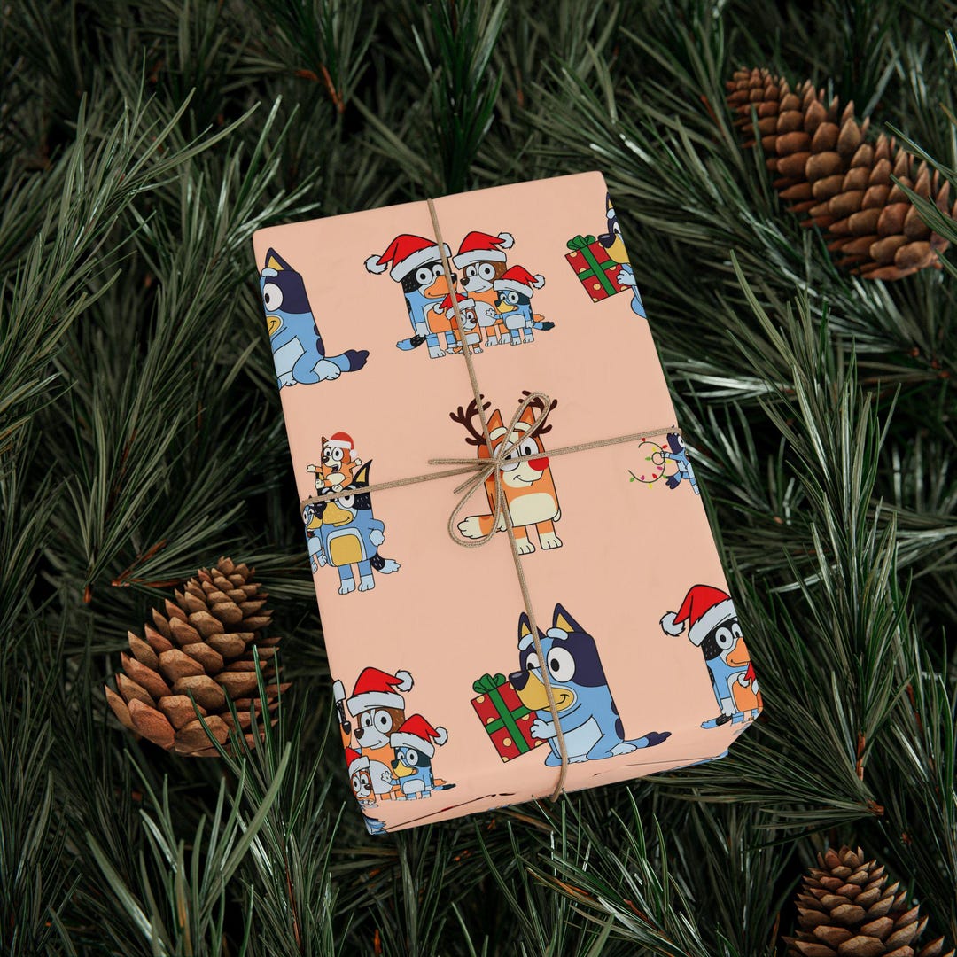 CUSTOMIZABLE - Bluey Christmas Wrapping Paper - Etsy