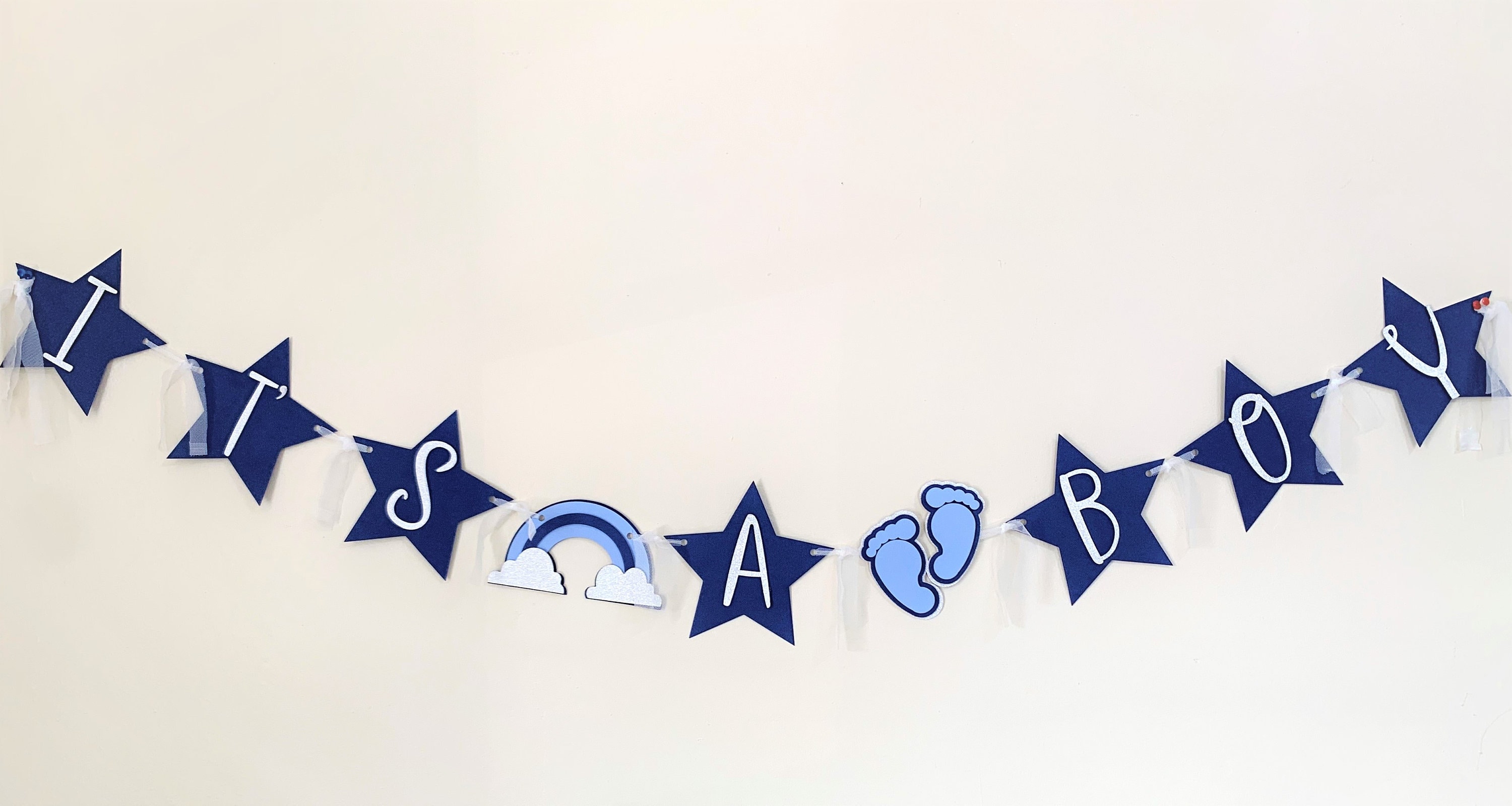 It's a Boy Banner / Blue Silver 3D Banner / Baby Shower Decorations ...