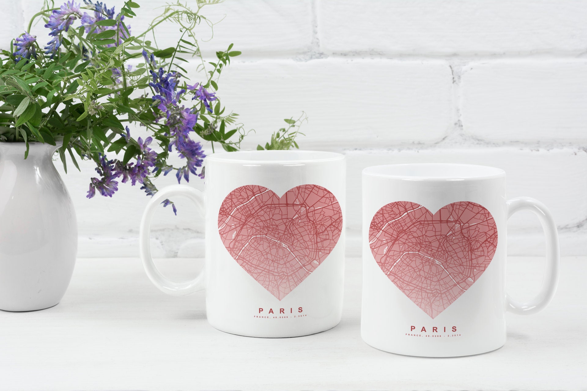 Paris City Map in Heart Shape Souvenir Mug or a Mug for All Paris ...