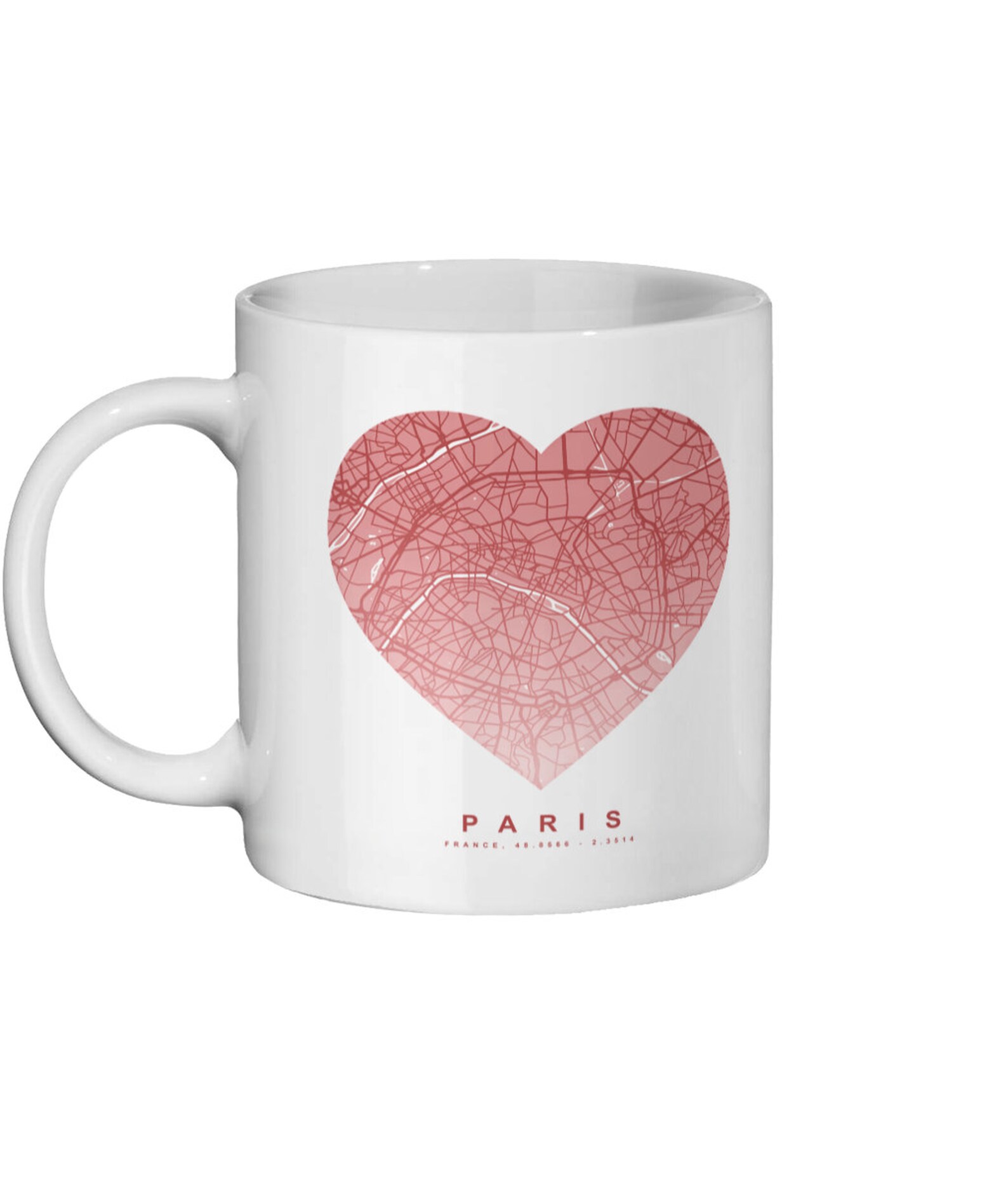 Paris City Map in Heart Shape Souvenir Mug or a Mug for All Paris ...