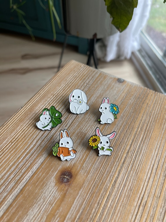 Kawaii Bunny Enamel Pins - Etsy