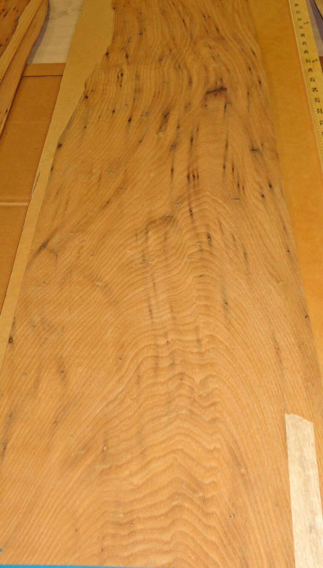 Wormy Chestnut Wood Veneer 12" X 38" Raw No Backing 1/32" Thickness "a ...