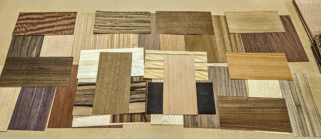Wood Veneer Sample Pack 31 Pieces Variety Species Domestic Exotic Raw 1 ...