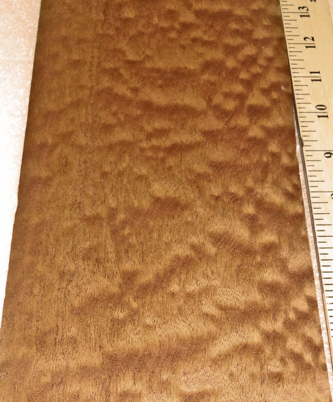 Sapele Pommele Figure Quilted Wood Veneer 5.5" X 18" Raw No Backing 1/ ...