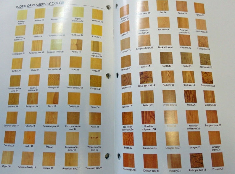 Wood Veneer Sample Species Color Picture Photo Guide 80 Pages - Etsy