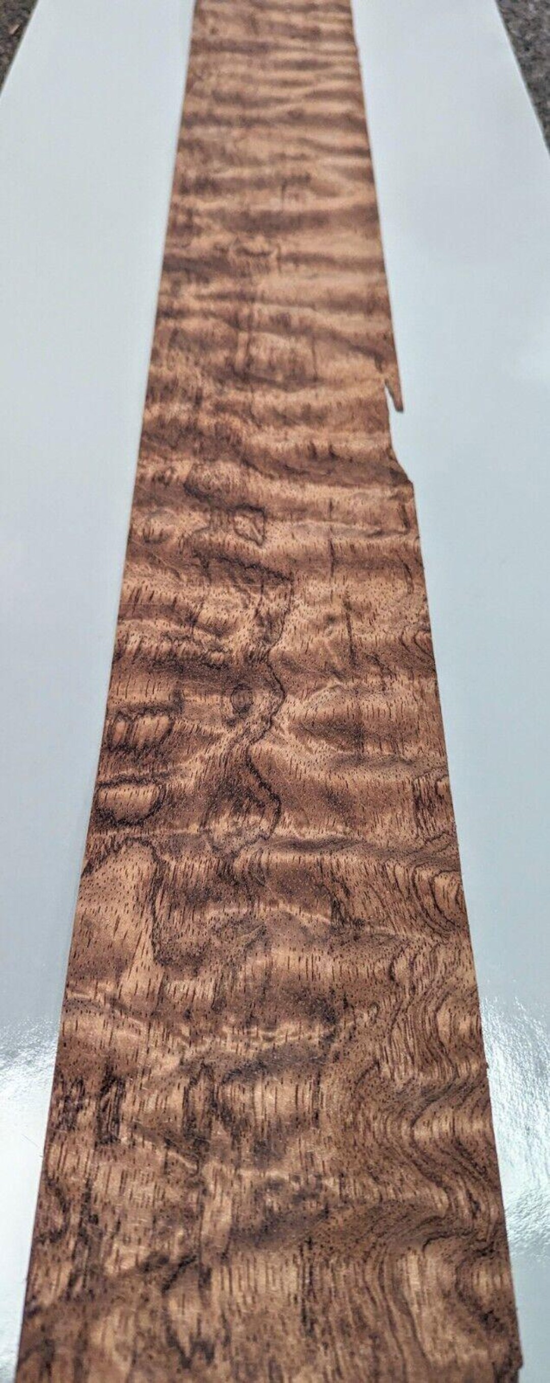 Bubinga Waterfall Figured Kewazinga Wood Veneer in 3.75" X 57" Raw 1/42 ...