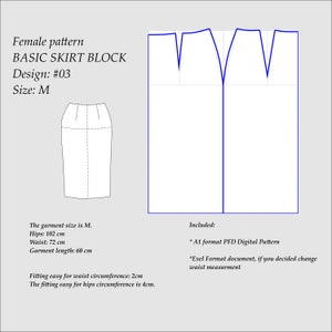 Basic Skirt Block Pattern for M Size Suggested for Beginners and New ...
