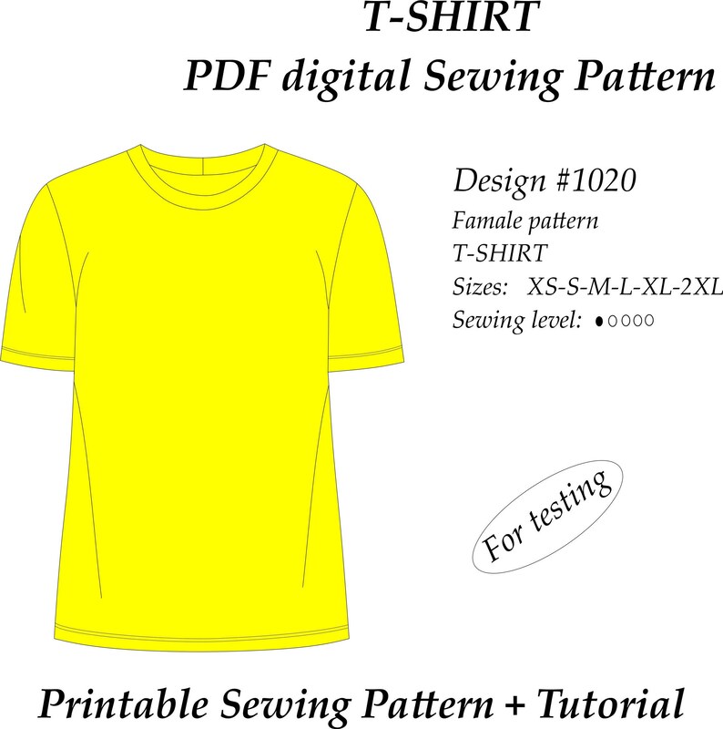 T-shirt Digital Sewing PDF Pattern Suggested for Beginners - Etsy