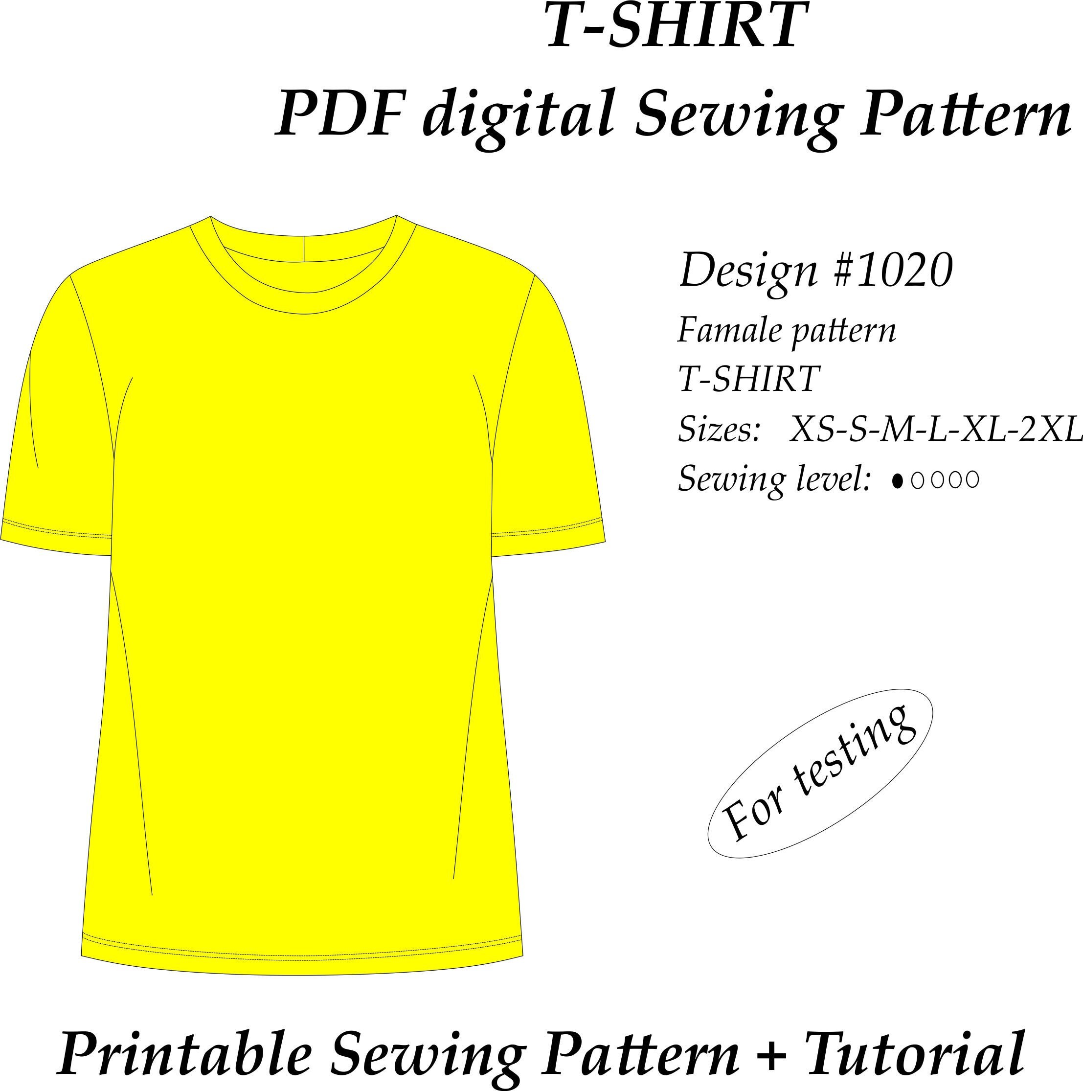 T-shirt Digital Sewing PDF Pattern Suggested for Beginners - Etsy