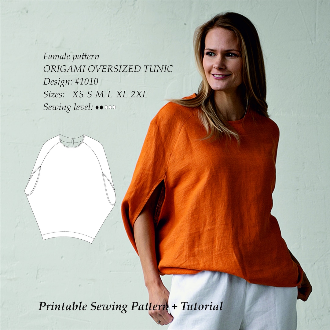 Origami One Piece Oversize Tunic Blouse PDF Digital Sewing - Etsy