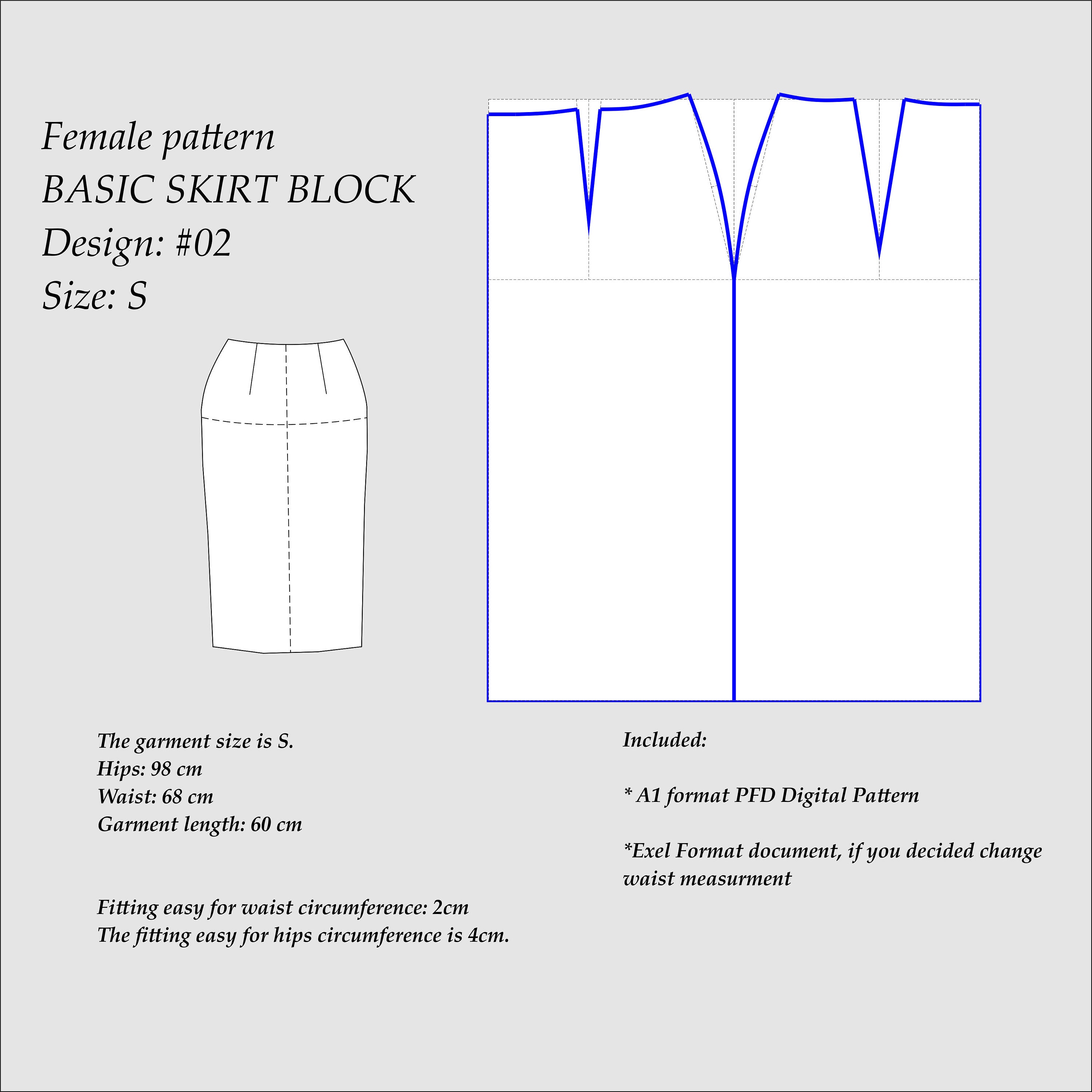 Basic Skirt Block Pattern for S Size Suggested for Beginners - Etsy