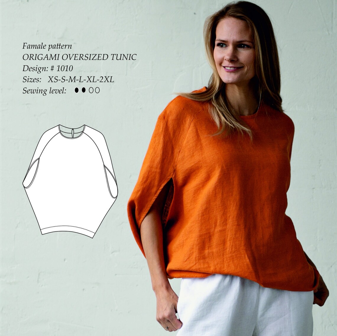 Origami One Piece Oversize Tunic Blouse PDF Digital Sewing - Etsy