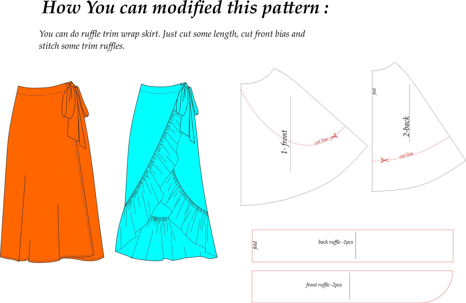 Wrap Skirt With Resizable Waist PDF Digital Sewing Pattern - Etsy