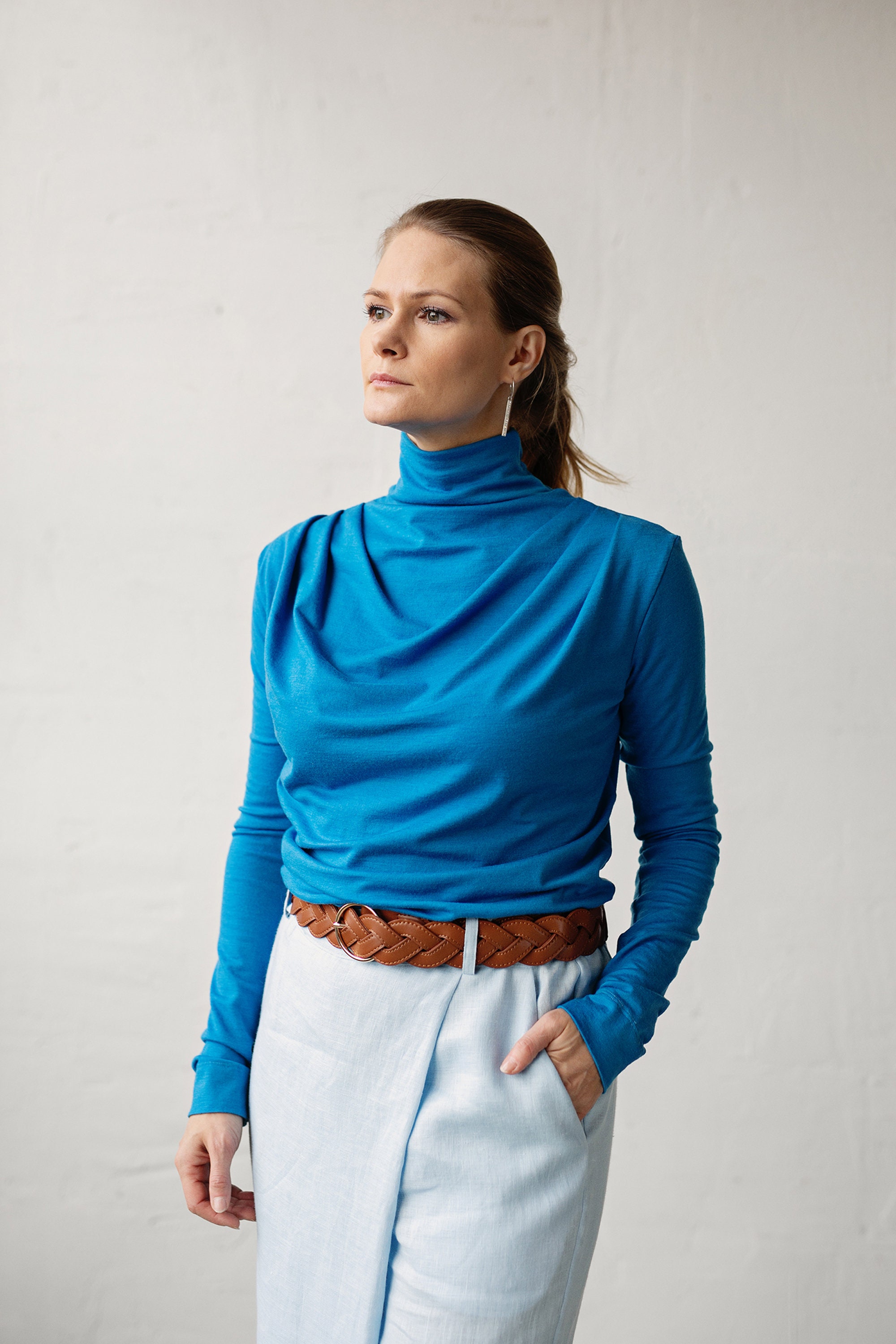Turtle Cowl Neck Blouse in Knitted Fabric PDF Digital Sewing Pattern ...