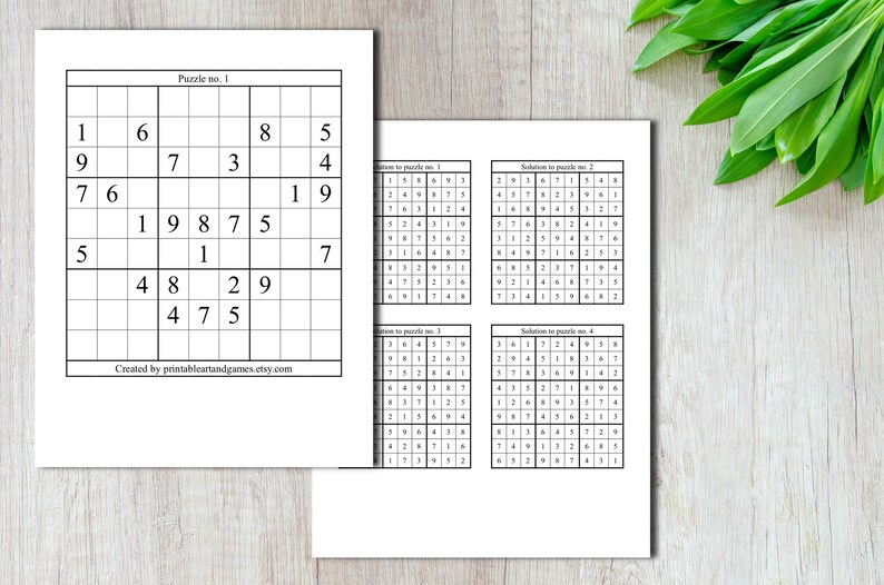 Printable Sudoku - 500 Easy Puzzles - Instant Download - Solutions ...