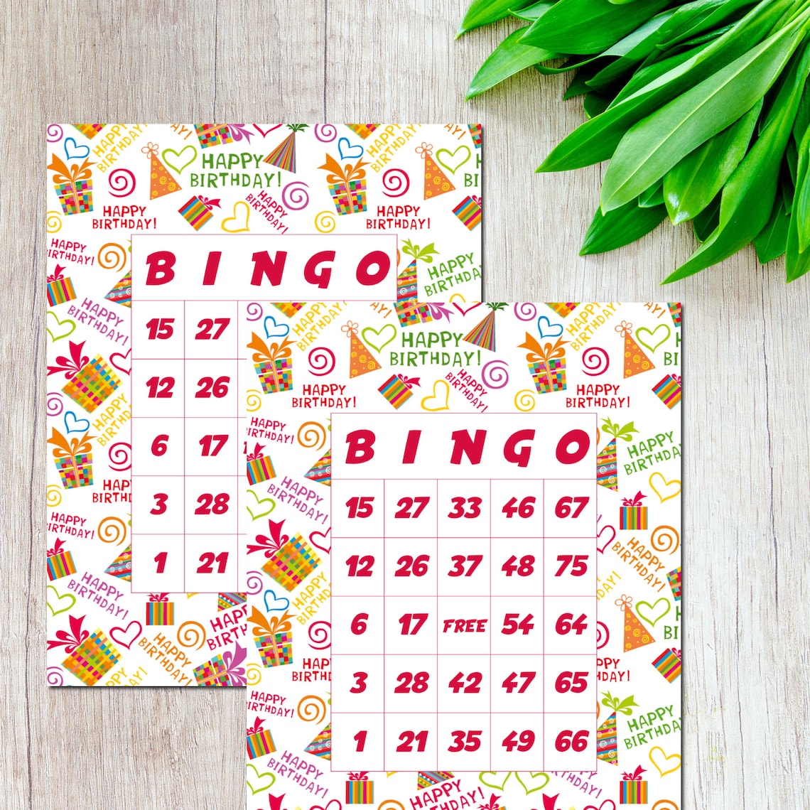 20 Bingo Cards, 20 Unique Happy Birthday Bingo Cards, 1 per Page ...
