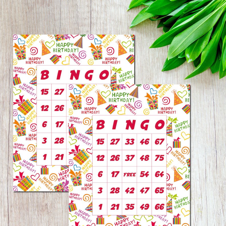 1000 Bingo Cards, 1000 Unique Happy Birthday Bingo Cards, 1 per Page ...