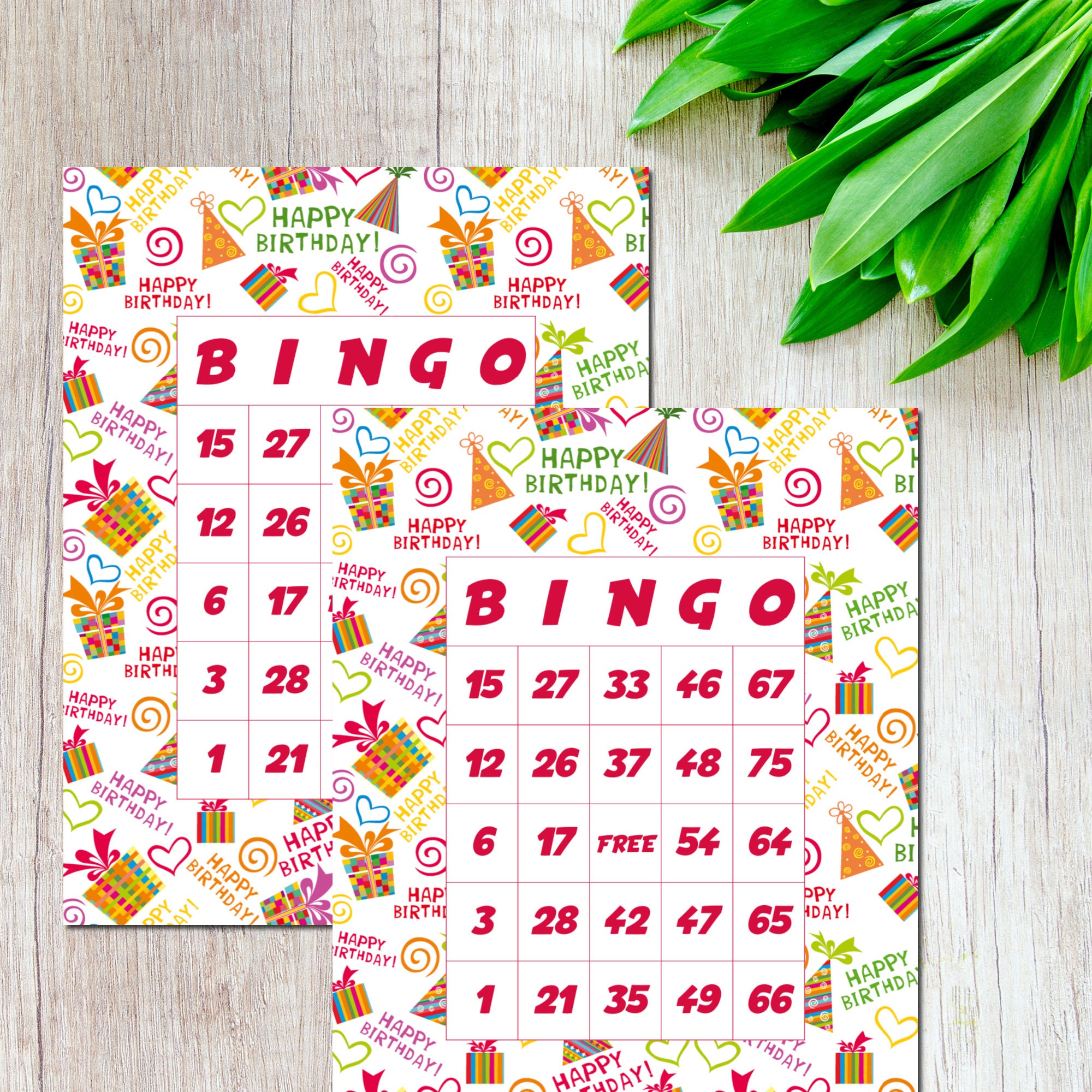 20 Bingo Cards, 20 Unique Happy Birthday Bingo Cards, 1 per Page ...