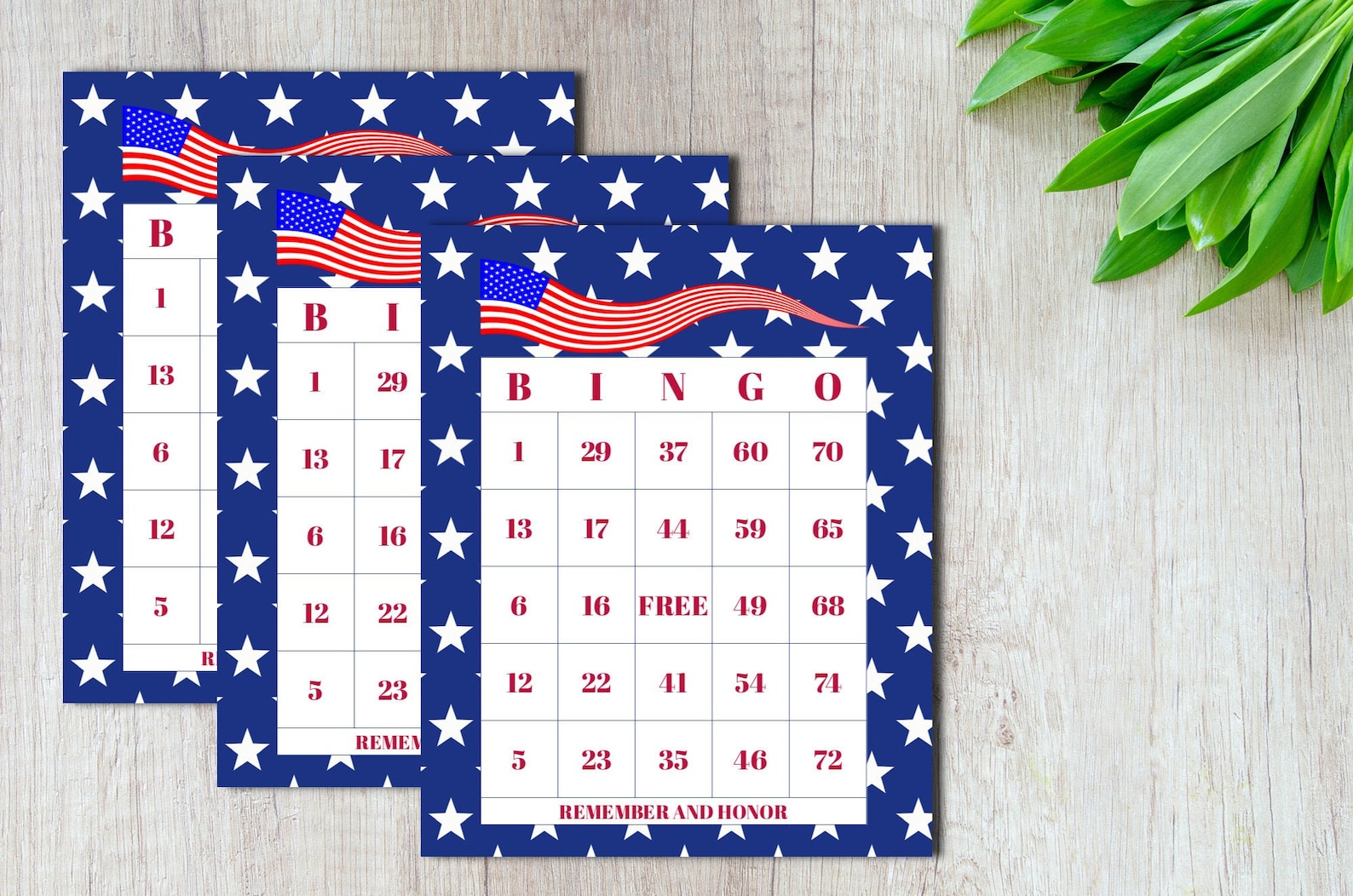 50 Memorial Day Bingo Cards, Unique Cards, 1 per Page, Instant Download ...