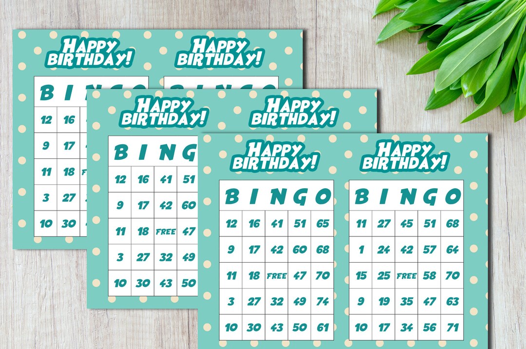 50 Bingo Cards, 50 Unique Happy Birthday Bingo Cards, 2 per Page ...