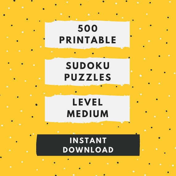 Printable Sudoku 500 Medium Puzzles Instant Download | Etsy