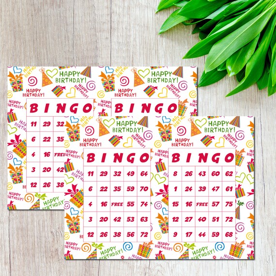 Happy Birthday 20 Bingo Cards 20 Unique Bingo Cards 2 per | Etsy