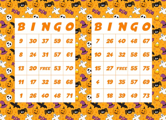 Halloween 20 Bingo Cards 20 Unique Halloween Bingo Cards 2 | Etsy