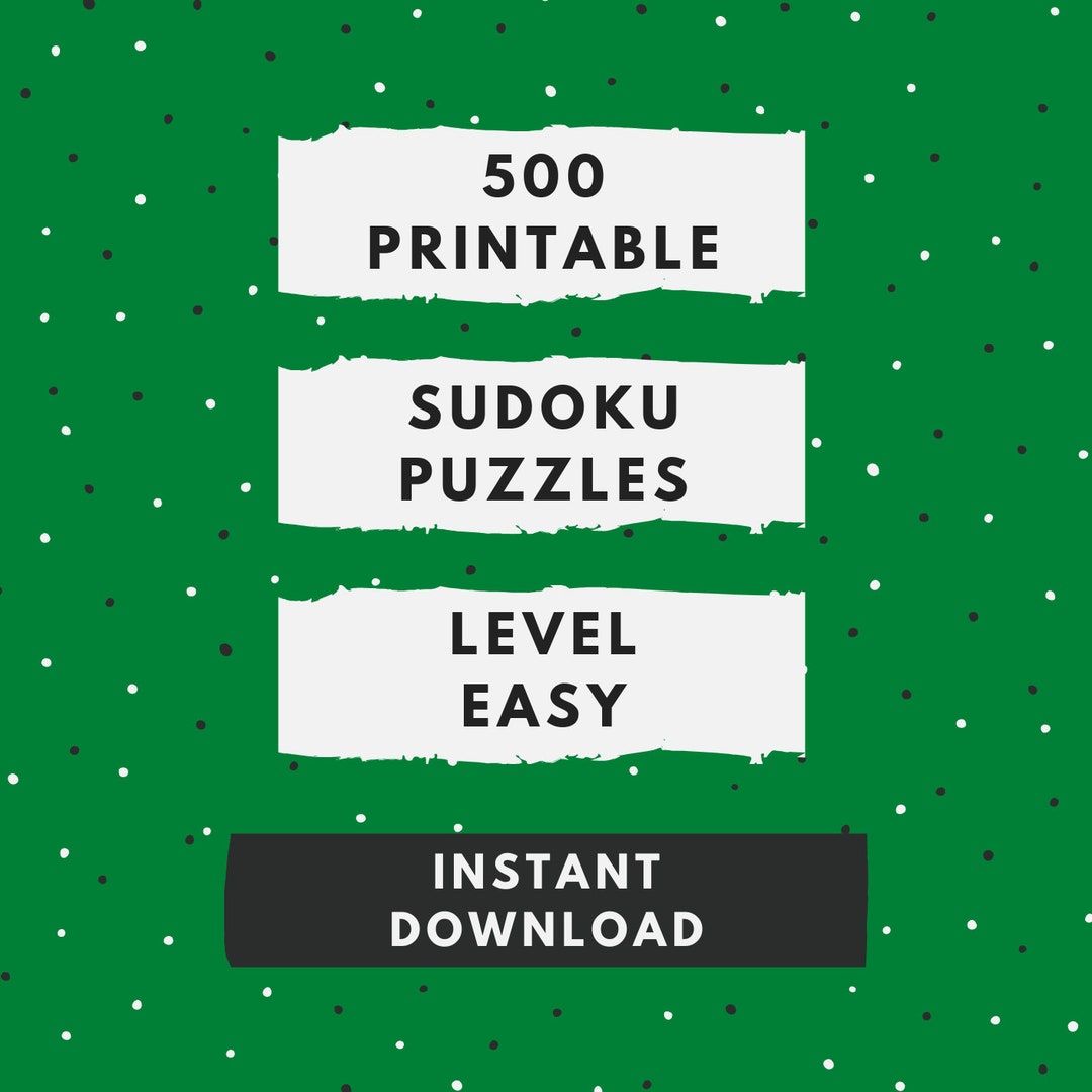 Printable Sudoku 500 Easy Puzzles Instant Download - Etsy