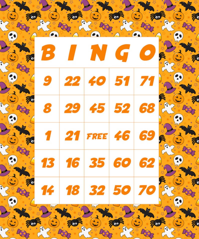 Halloween 200 Bingo Cards, 200 Unique Halloween Bingo Cards, 1 per Page ...
