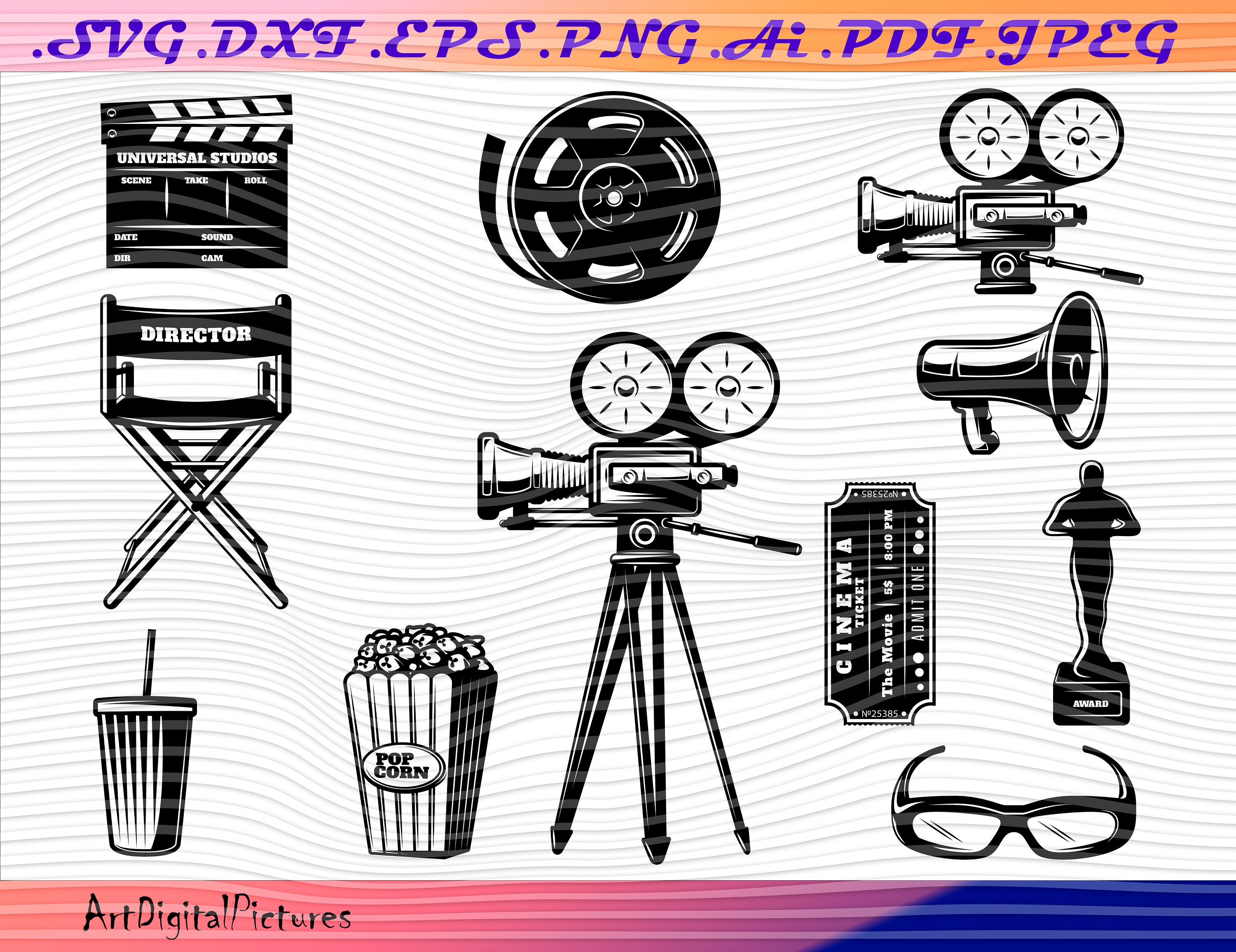 11 Cinema Svg Bundle Filmstrip svg Film svg Movie svg | Etsy
