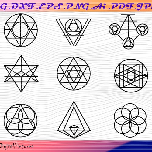 Sacred Geometry Set Sacred Symbols SVG Silhouette Vector - Etsy