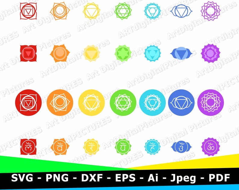 7 Chakras Svg Chakra Svg Bundle Buddism Meditation - Etsy