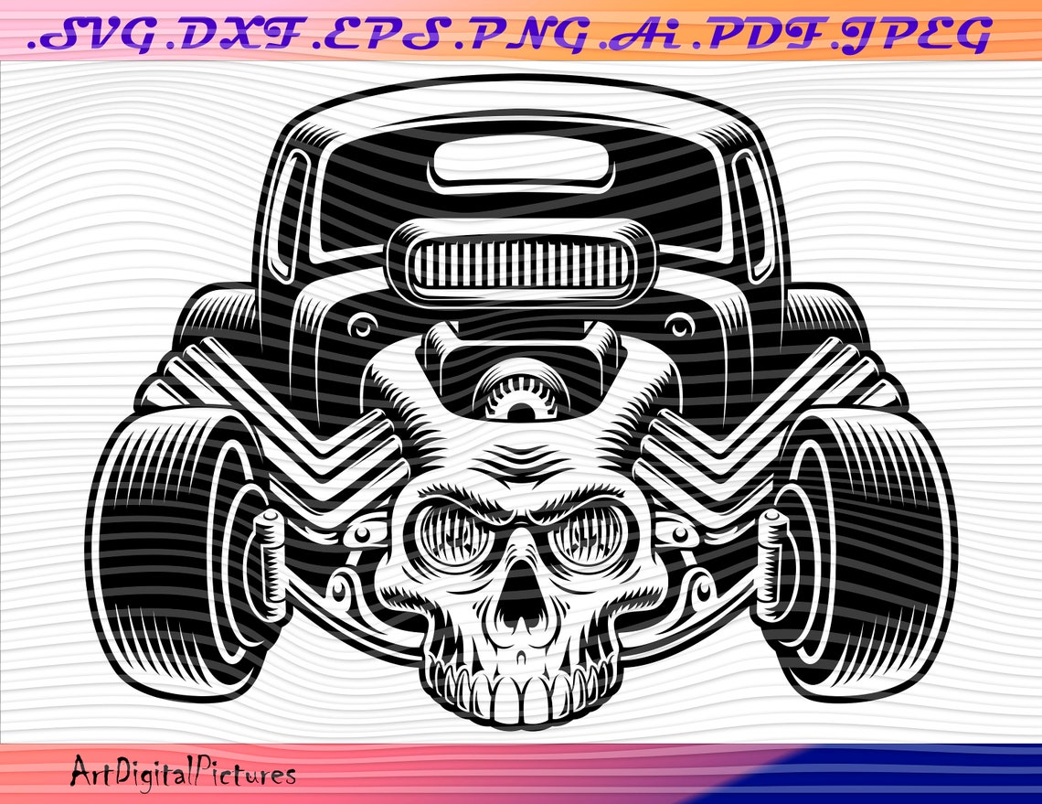 Hot Rod With Skull Hot Rod SVG Vintage Car SVG Muscle Car - Etsy