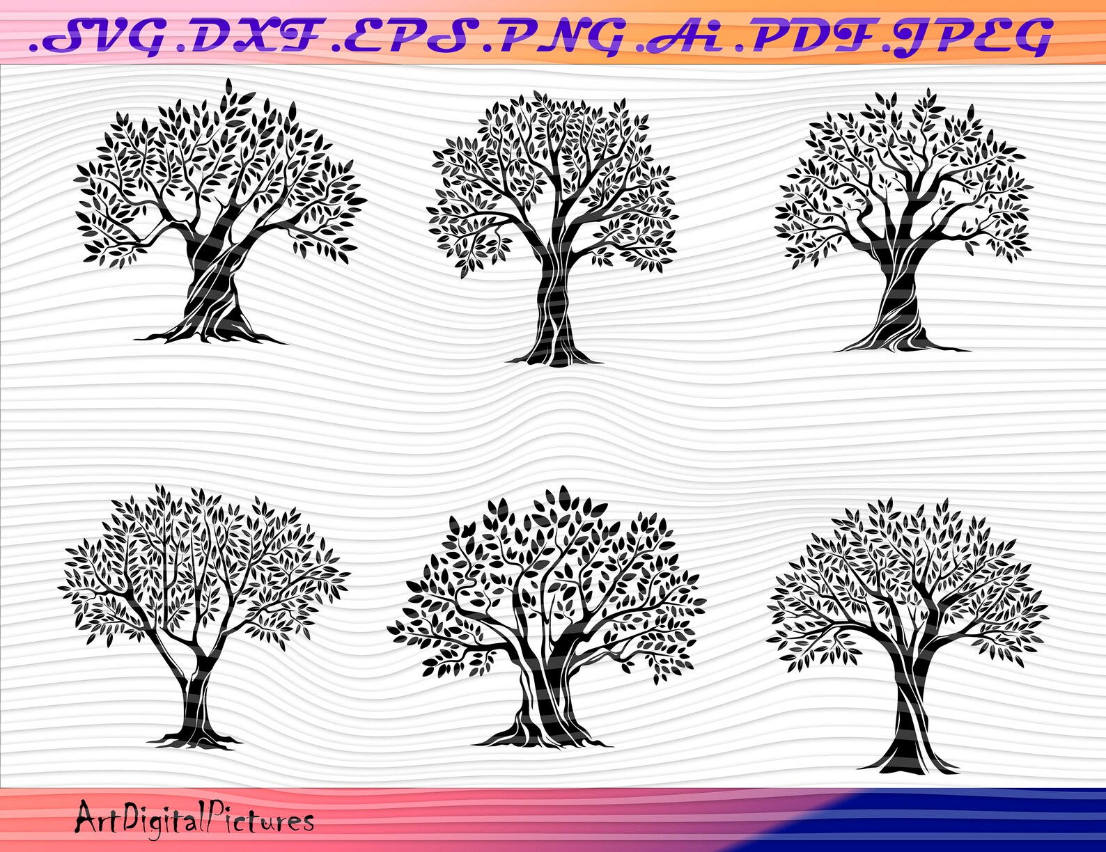 Olive Trees Farm Icons Set Tree Svg Tree Silhouette Tree - Etsy