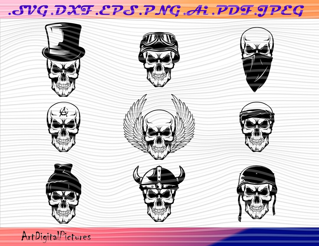 Skull Svg, Skull SVG Bundle, Skull Dxf, Skull Png, Skull Eps, Skull ...
