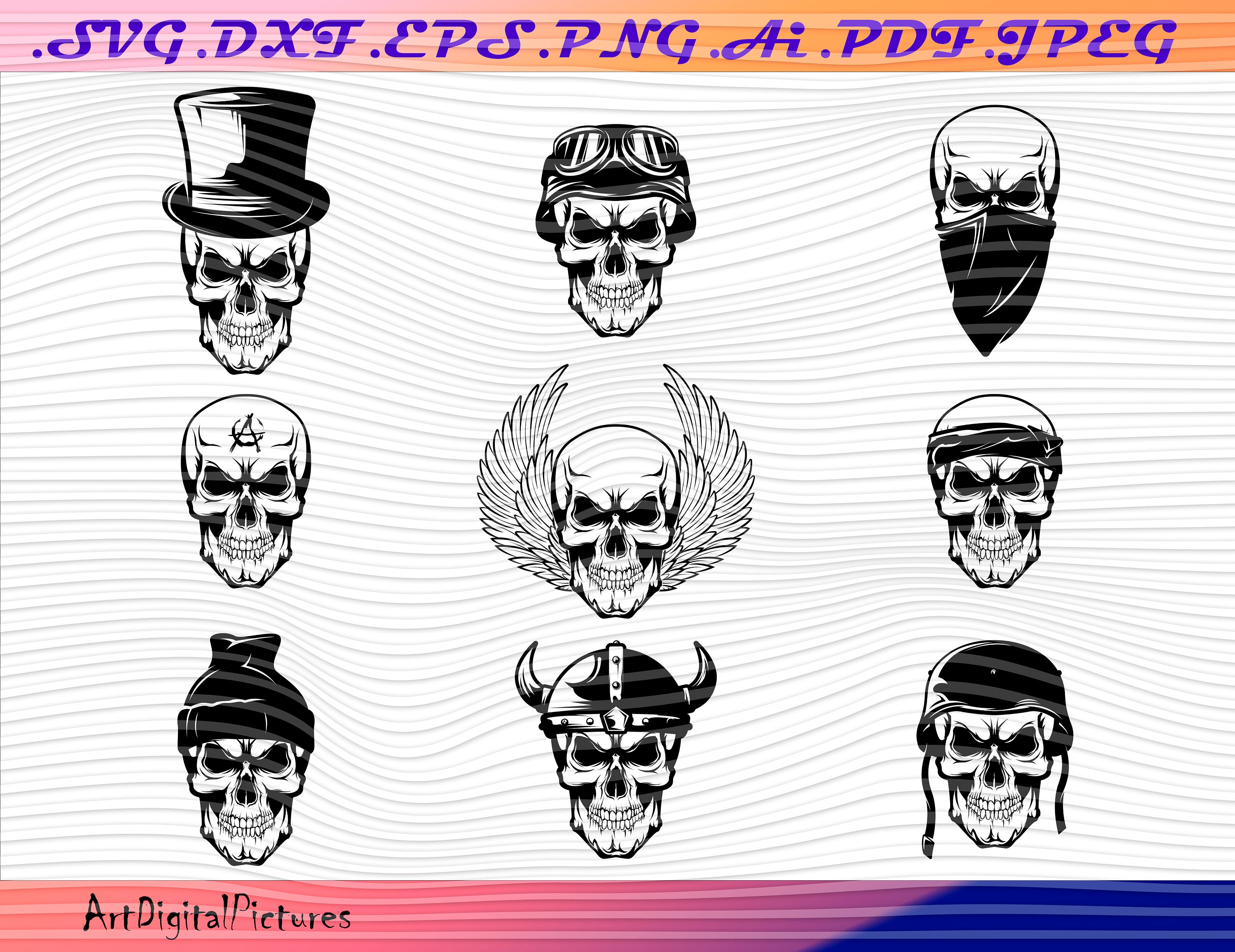 Skull Svg Skull SVG Bundle Skull Dxf Skull Png Skull Eps - Etsy