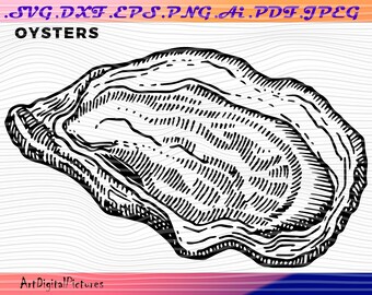 Oysters Svg, Oysters Clipart Svg, Beach Svg, Shellfish Silhouettes, Sea ...