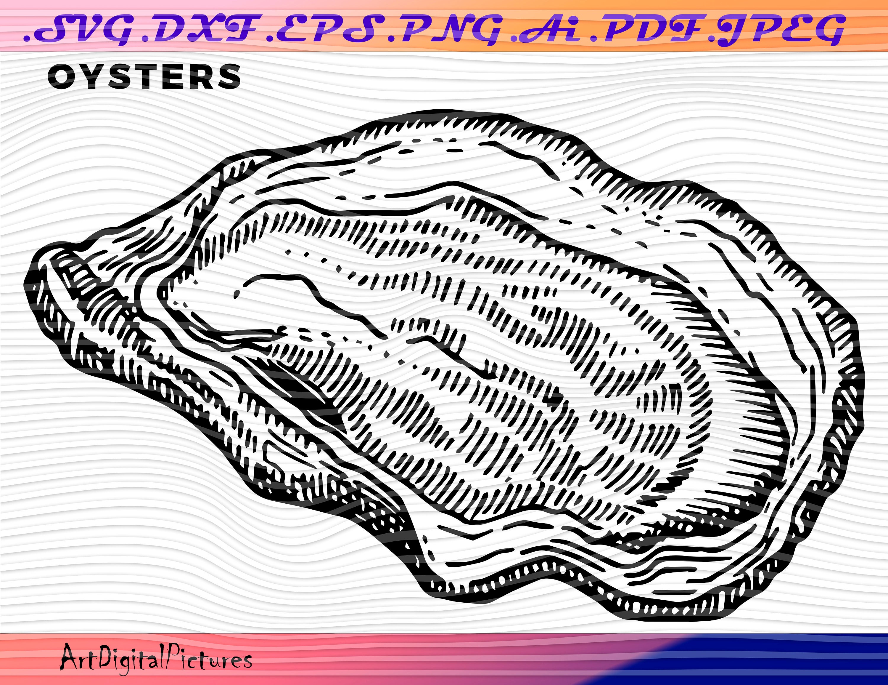 Oysters Svg Oysters Clipart Svg Beach Svg Shellfish - Etsy