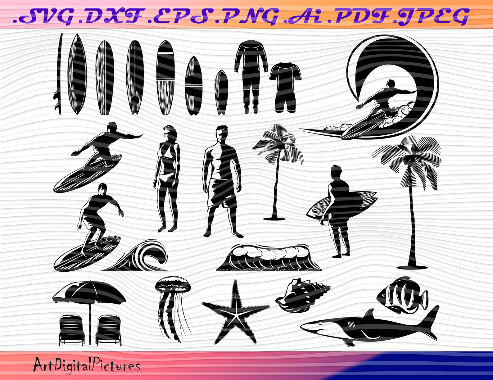 Surf Svg Surfing Svg Surfer Svg Surfboard Svg Beach Life - Etsy UK