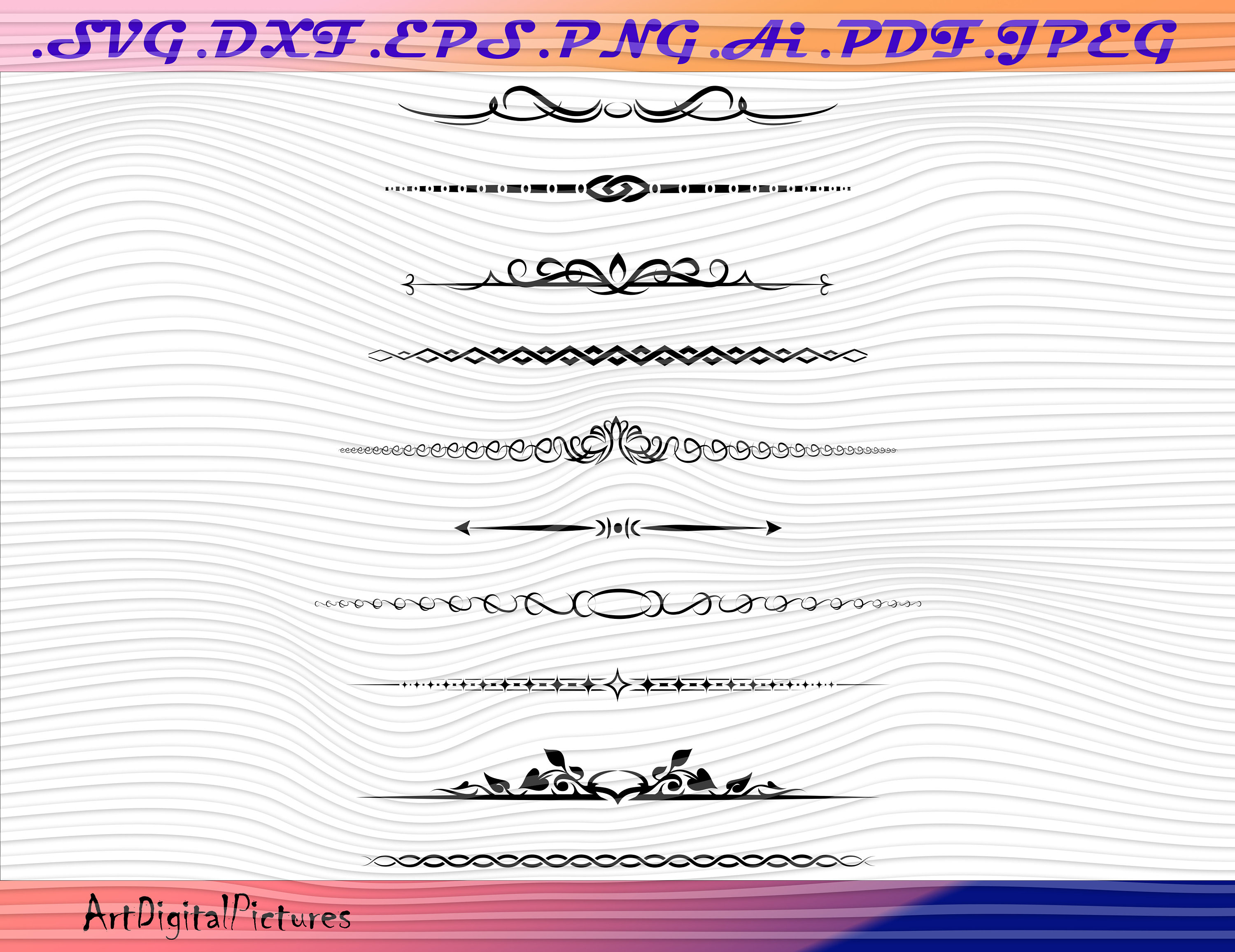 Dividers Bundle Svg Text Dividers Svg Flourish Svg Divider | Etsy Singapore