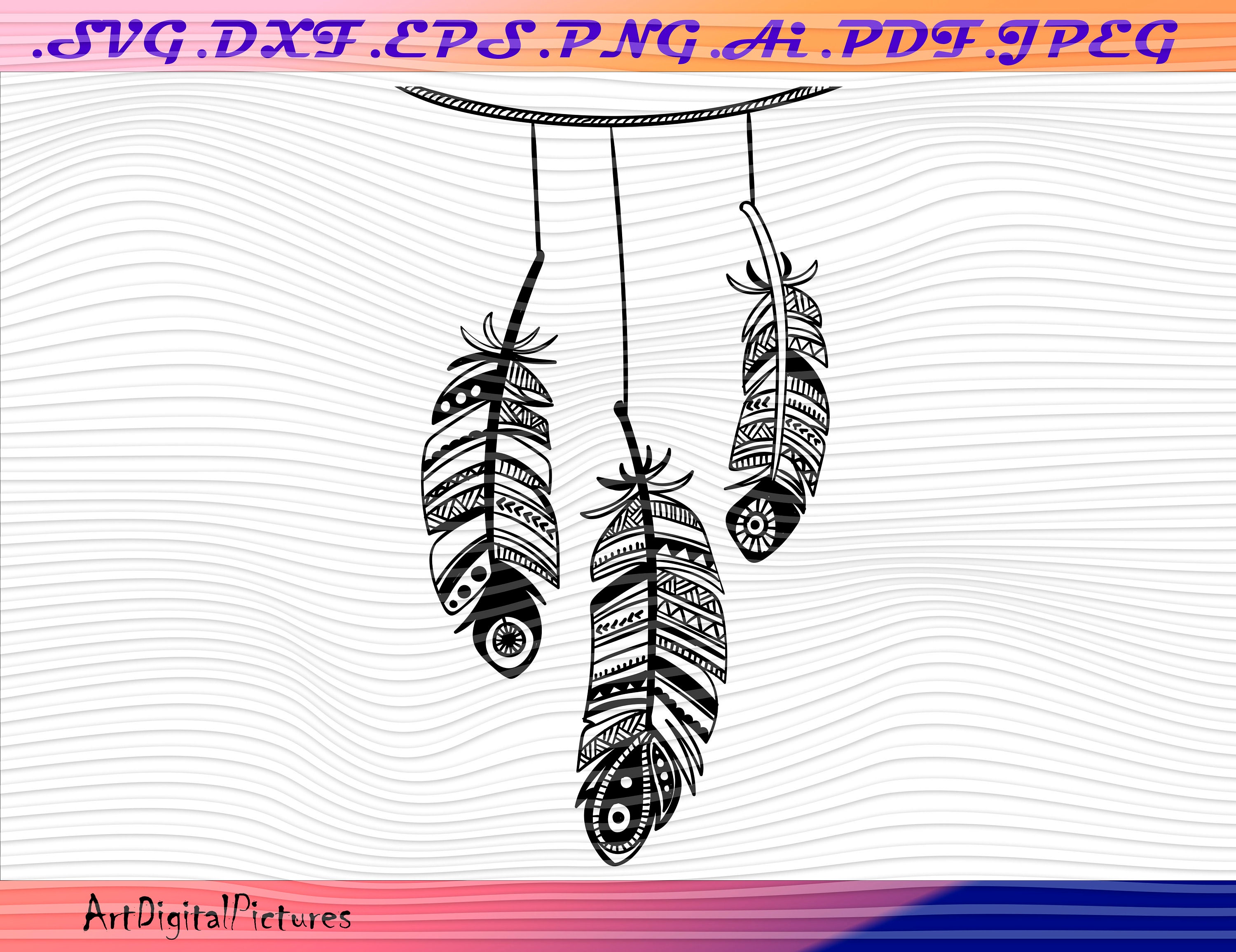 Hanging Feathers Feathers svg Feather dxf Svg files for | Etsy