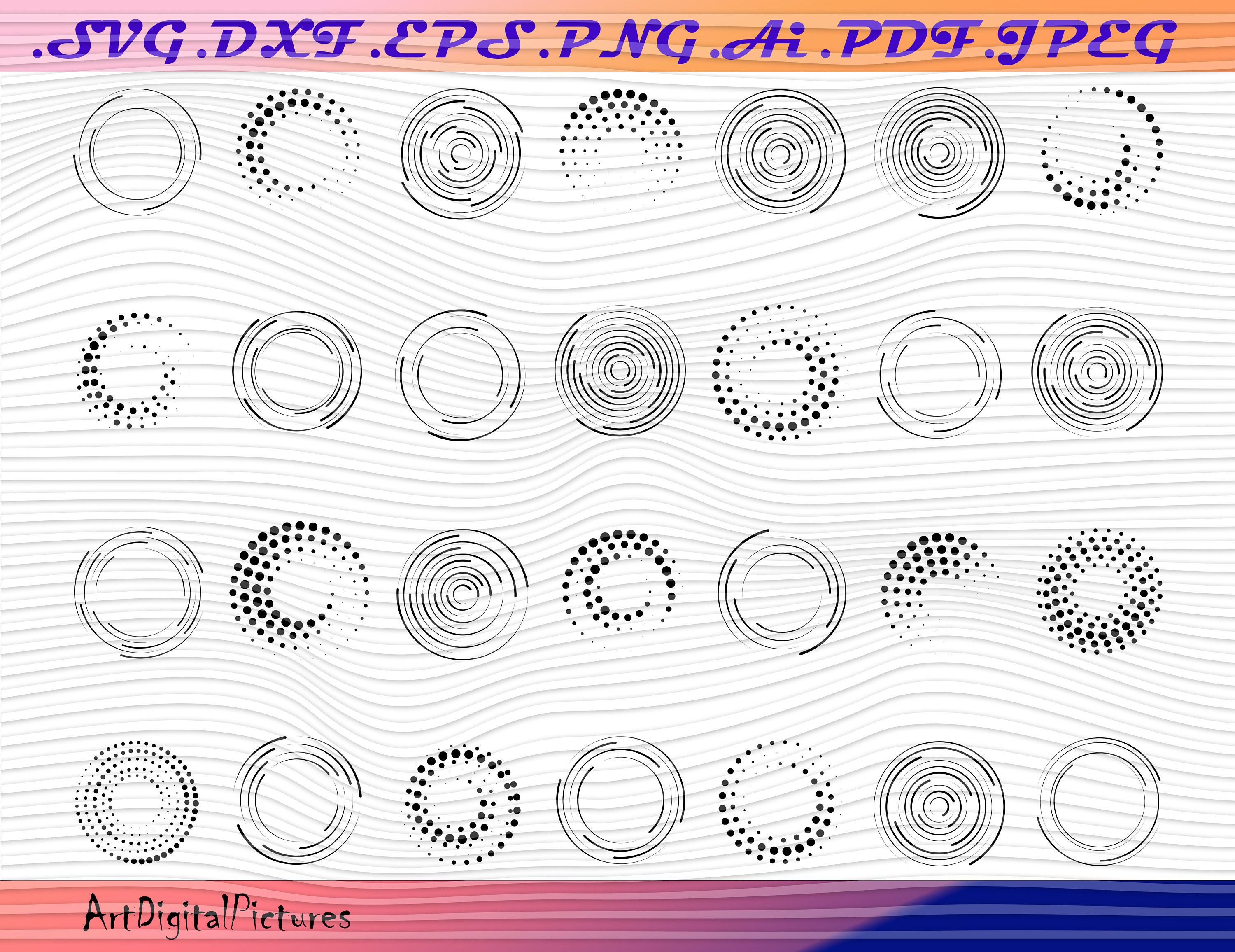 Speed Lines Circle Form Geometric Dotted Speed Lines - Etsy France